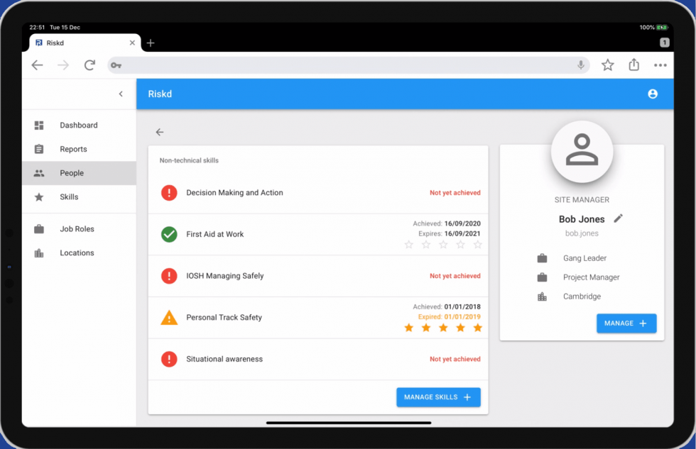 Manage Training & Competence records with RiskD