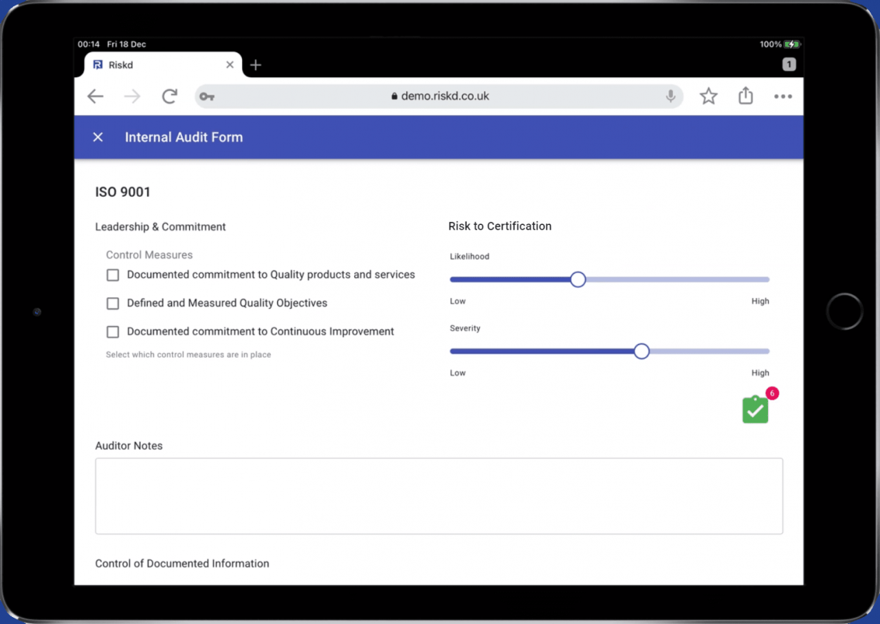 Quality & Audit Management - RiskD SHEQ Software